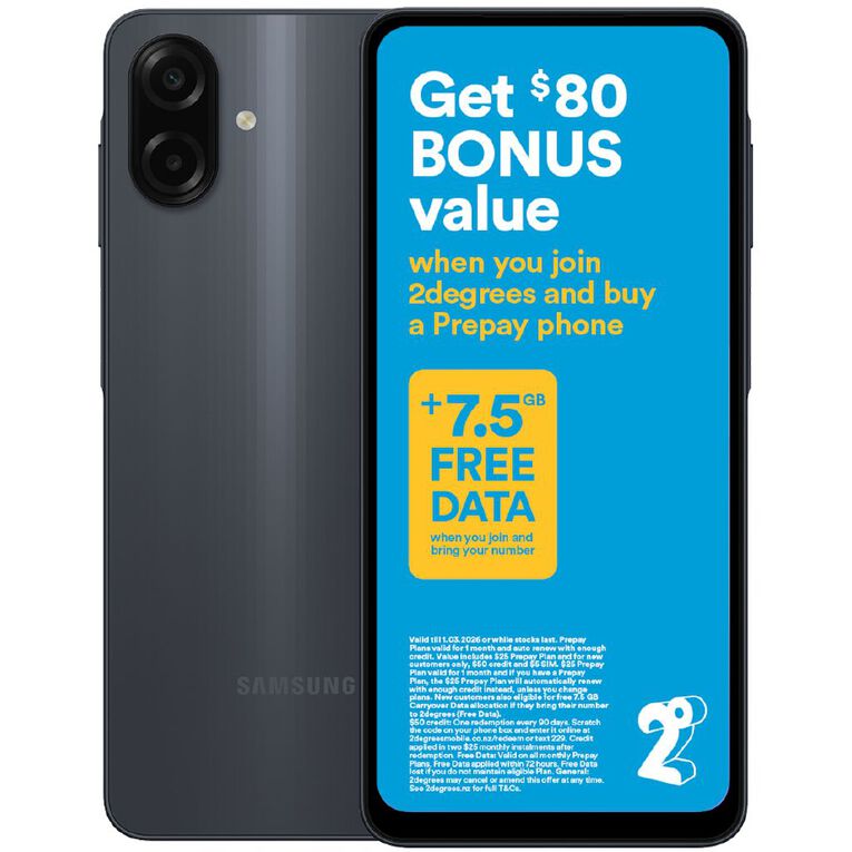 Samsung Galaxy A07 4G 64GB with 2degrees Sim Bundle - Black - Noel Leeming