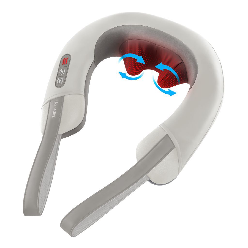 Neck massagers with heat store