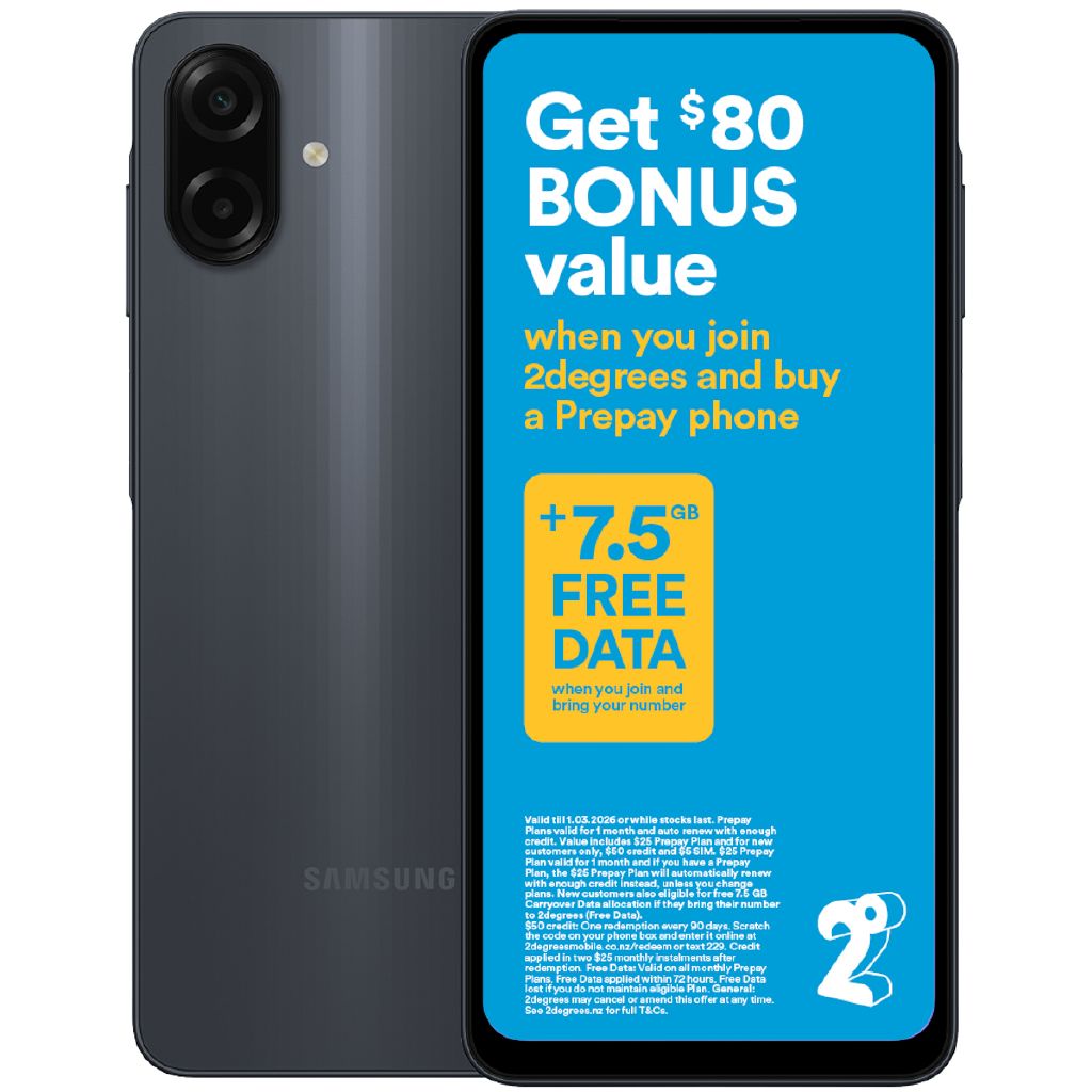 Samsung Galaxy A07 4G 64GB with 2degrees Sim Bundle - Black - Noel Leeming