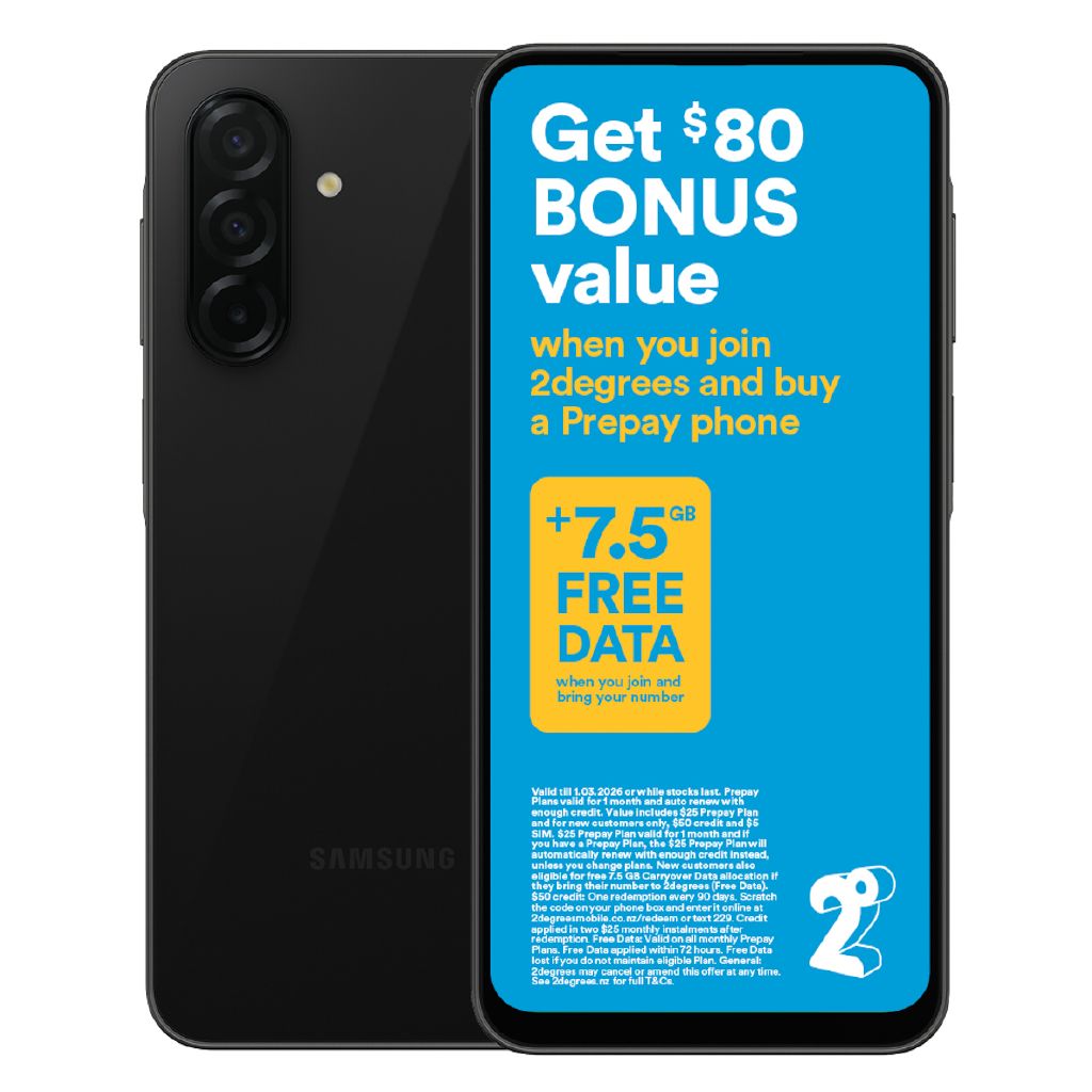 Samsung Galaxy A26 5G 128GB with 2degrees SIM Bundle -Black - Noel Leeming
